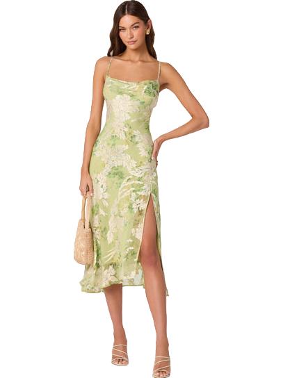ASTR THE LABEL ASTR the Label Gaia Burnout Velvet Cowl Midi Dress